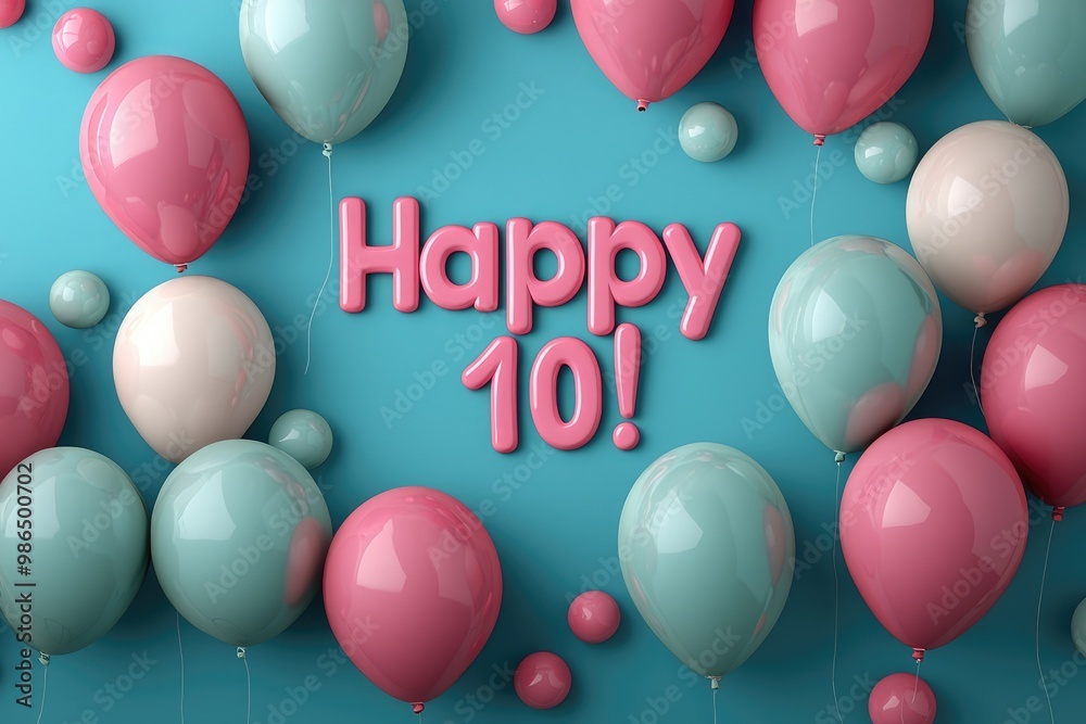 Decade celebration: text happy 10 years, a significant milestone with ...
