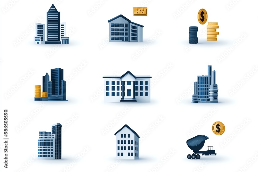 Corporate assets and depreciation, illustrated in a clean design with ...