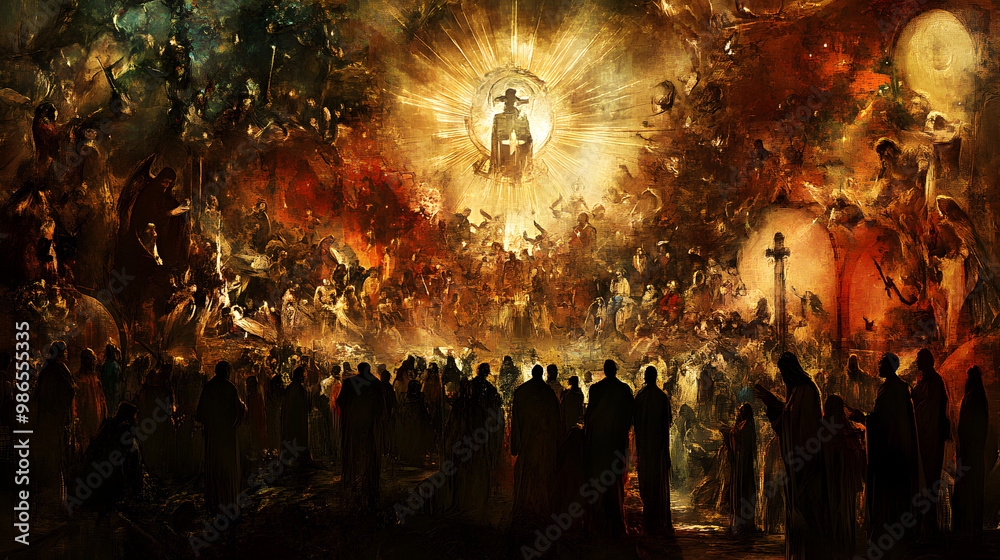 el cielo lleno de santos intercediendo a Dios las plegarias todos los ...
