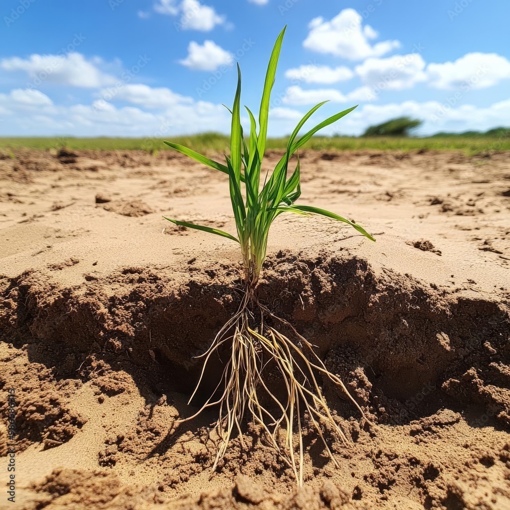 Roots of native grasses stabilizing sandy soil in a conservation ...