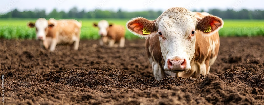 Soil enriched by animal manure in a mixed farming system, showcasing ...