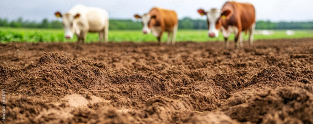 Soil enriched by animal manure in a mixed farming system, showcasing ...