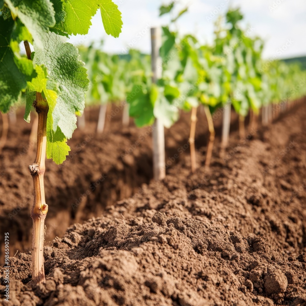 Soil rich in clay minerals supporting vineyard growth, illustrating ...