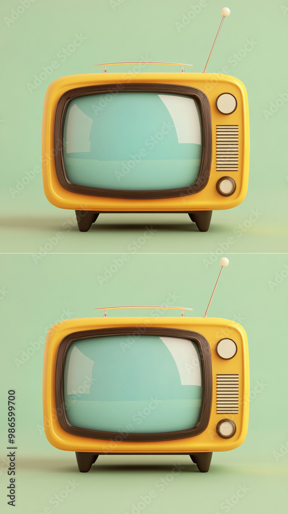 divided composition frames two minimal tvs monitor toys scene, 3d ...