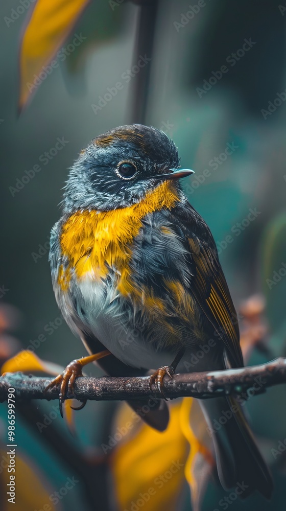 Nature wildlife image of bird standing on tree branch. Symbol of the ...