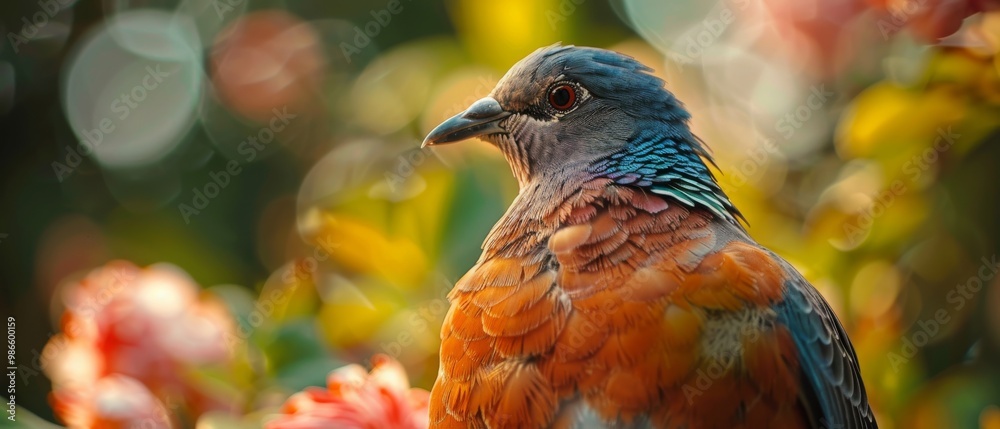 Nature wildlife image of bird standing on tree branch. Symbol of the ...