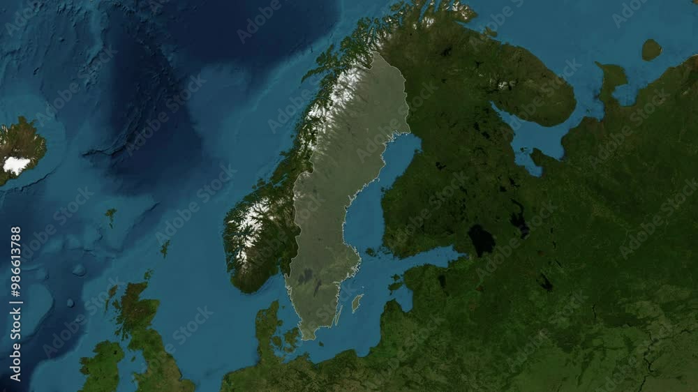Zoom from Earth to Sweden. (Highlighted) World map animation with ...