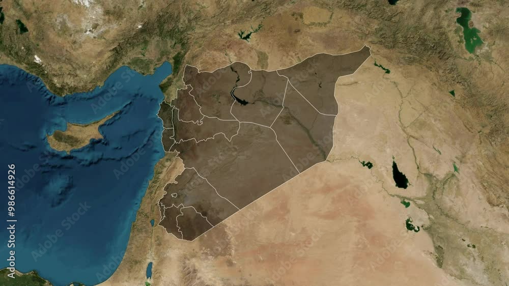 Zoom from Earth to Syria. (with Provinces) World map animation with ...