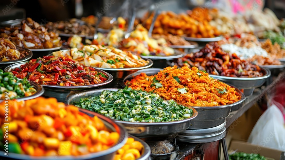 Ethnic street food from around the world, isolated from background ...