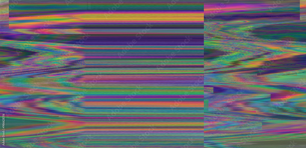 Digital glitch or a distorted video signal, with sharp angles and ...
