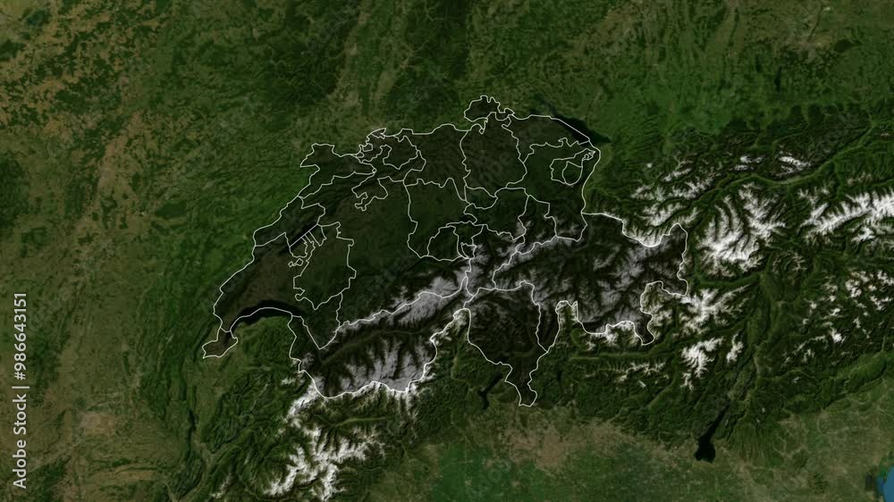 Zoom from Earth to Switzerland. (with Provinces) World map animation ...