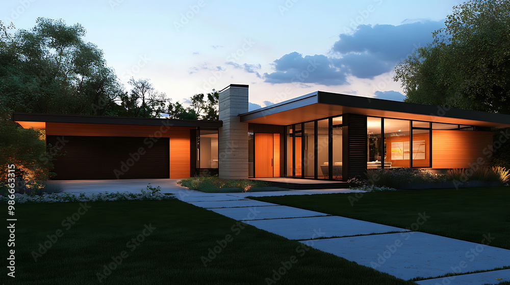 Midcentury modern home exterior design sleek front elevation modern ...