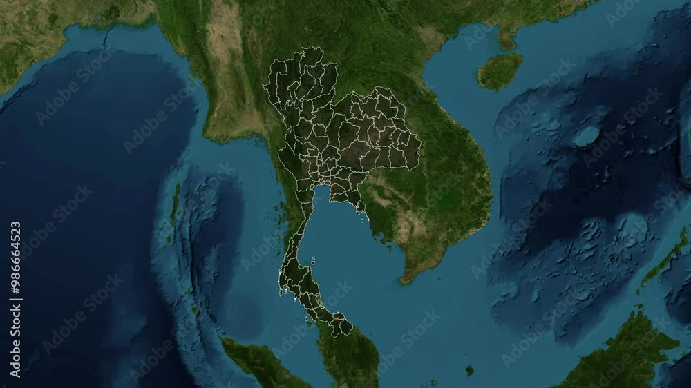 Zoom from Earth to Thailand. (with Provinces) World map animation with ...