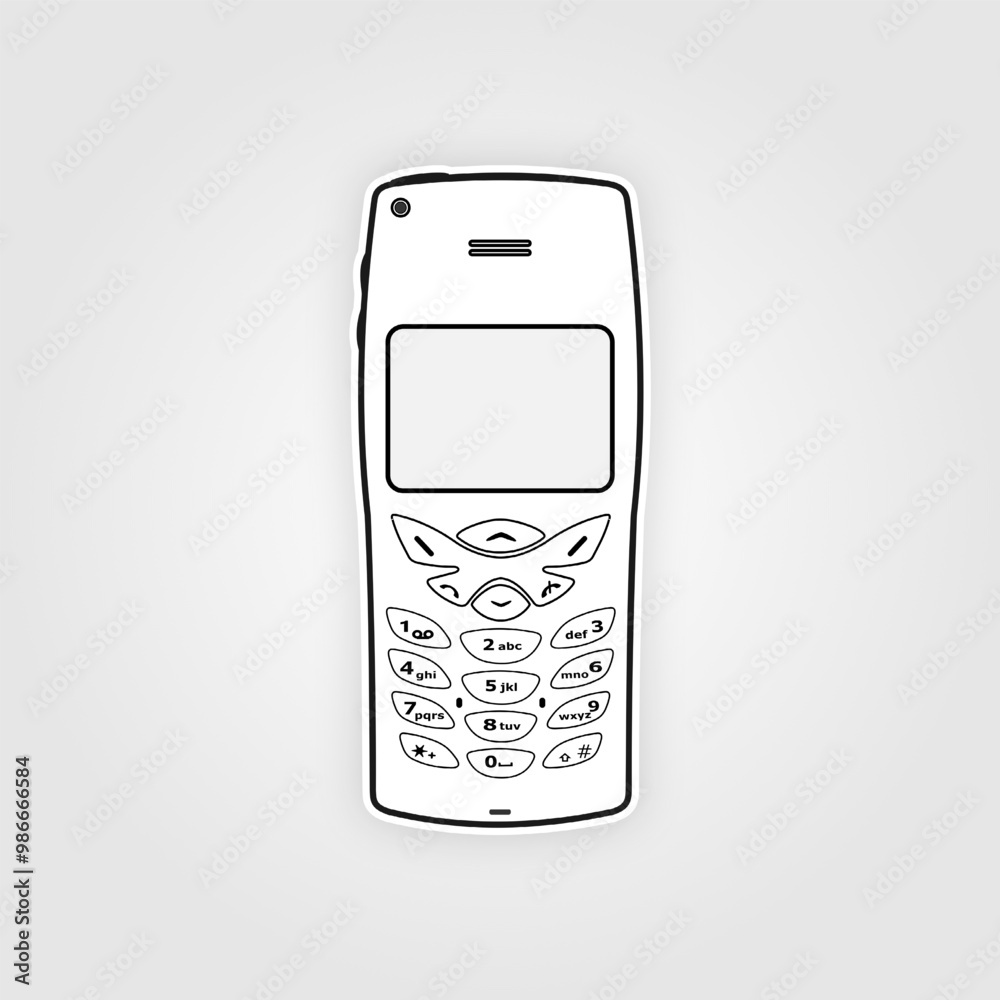 old basic phone outline white screen background Stock Vector | Adobe Stock