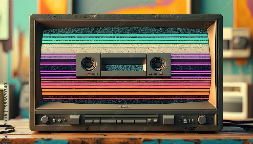 Nostalgic VHS Glitch Art with Vintage TV Static and Analog Scanline ...