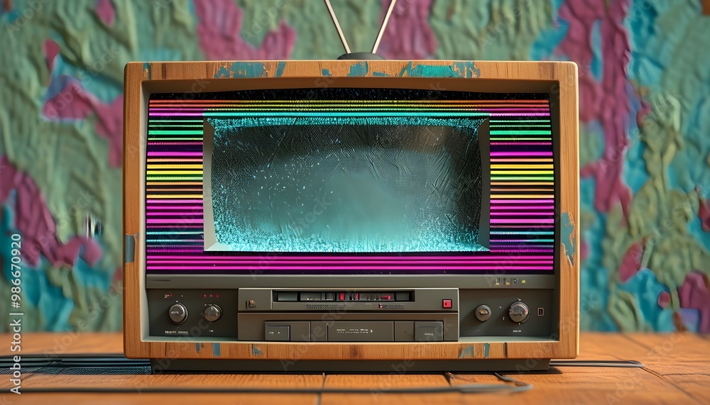 Nostalgic VHS Glitch Art with Vintage TV Static and Analog Scanline ...
