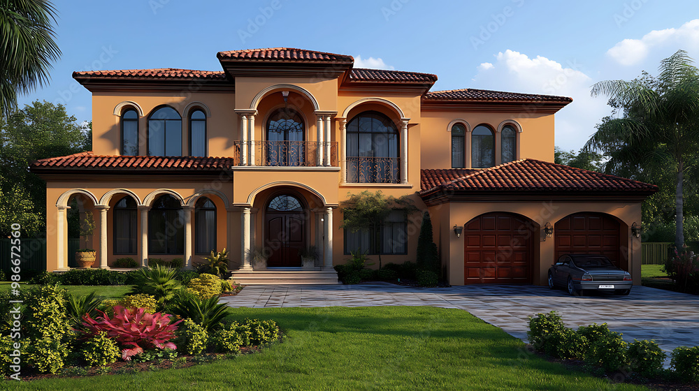 Venetian Revival house exterior design picturesque front elevation ...