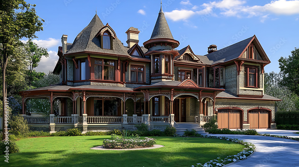 Victorian home exterior design intricate front elevation historical ...