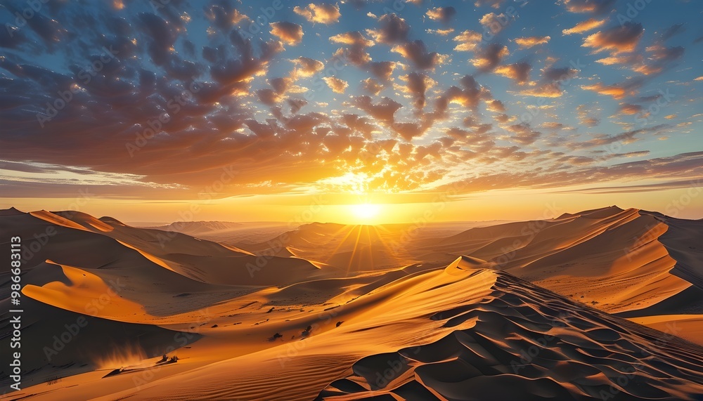 Whirling dust devil dances across golden desert landscape at sunset ...
