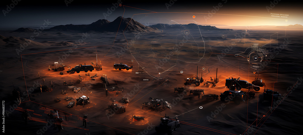 Ai border security visualized in a detailed vector showing how ...