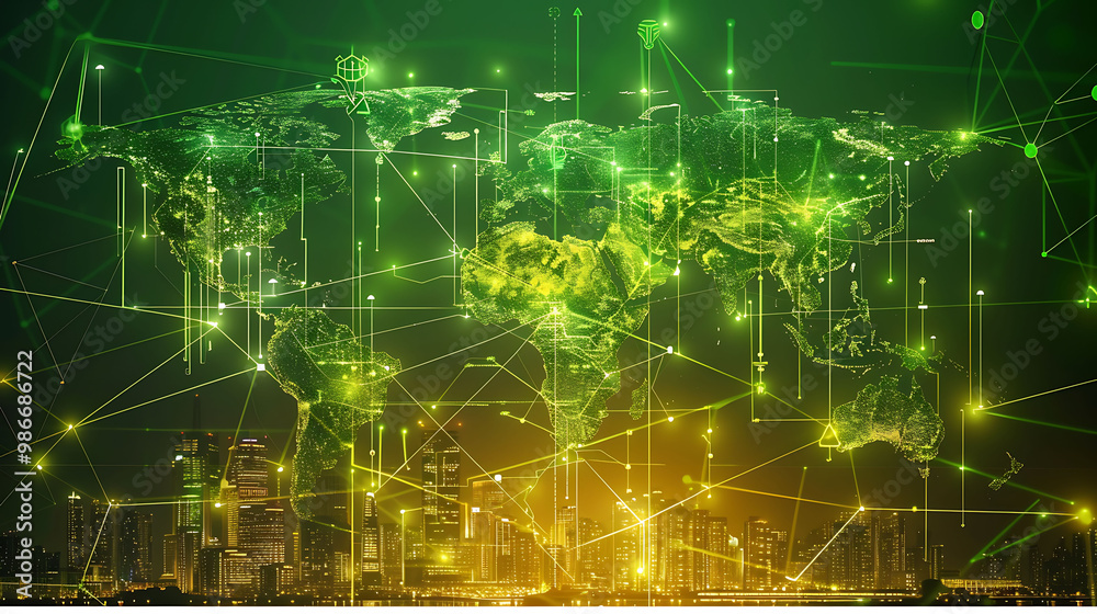 Ai environmental risk assessment depicted in an abstract design where ...