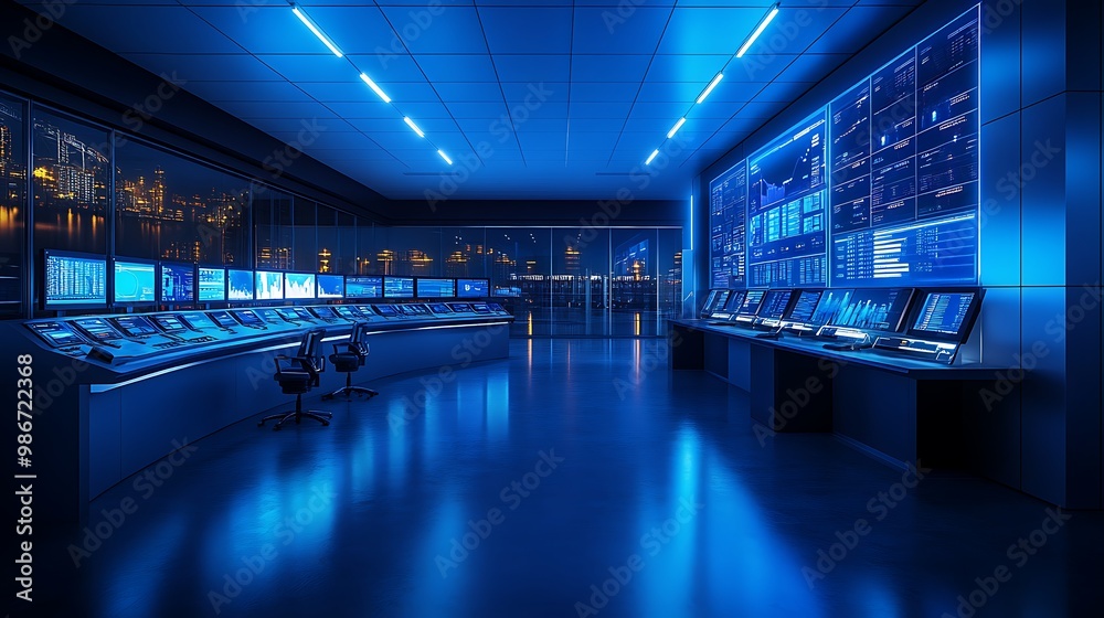 Control Room: A high-tech control room with monitors displaying real-time data on gas production ...