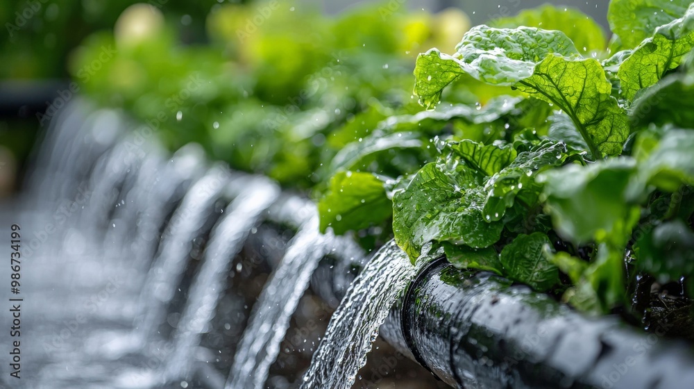 A close-up of a rainwater harvesting system on a regenerative farm ...