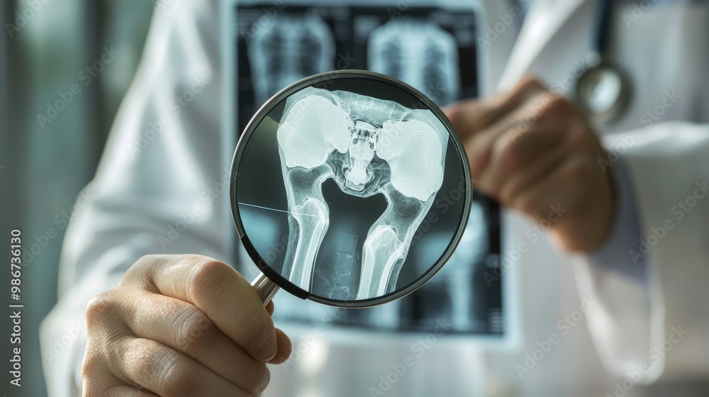 Doctor check and show film X ray radiograph of osteoarthritis (OA knee ...