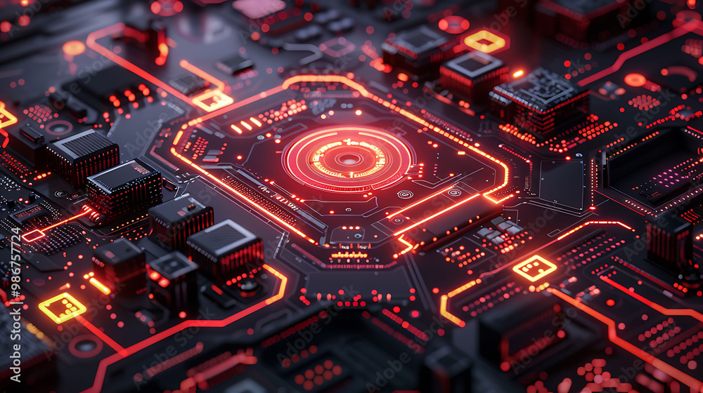 Endpoint security enhanced AI within cybersecurity visualized in an abstract design where ...