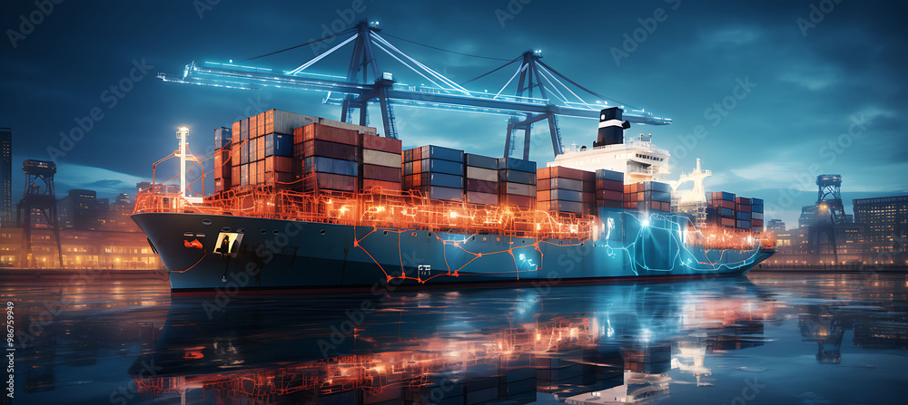 Ethereal concept of AI maritime logistics within shipping and freight ...