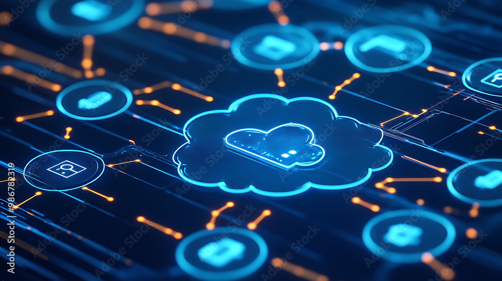 Montage showcasing smart cloud infrastructure AI in cloud computing ... Montage showcasing smart cloud infrastructure AI in cloud computing ...