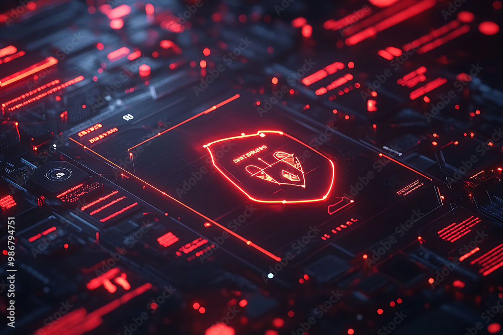 Predictive analytics cyber defense visualized in an abstract design ...
