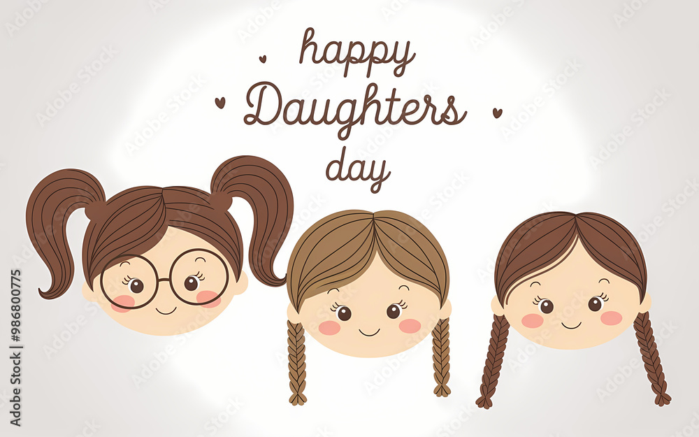 Happy daughters day wishes greeting card template, abstract background ...