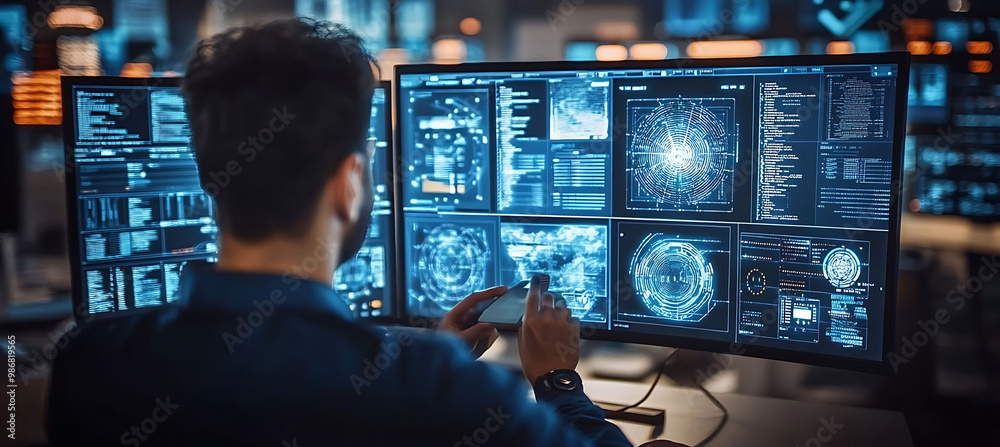 Smart network security AI in cybersecurity where artificial intelligence monitors network ...