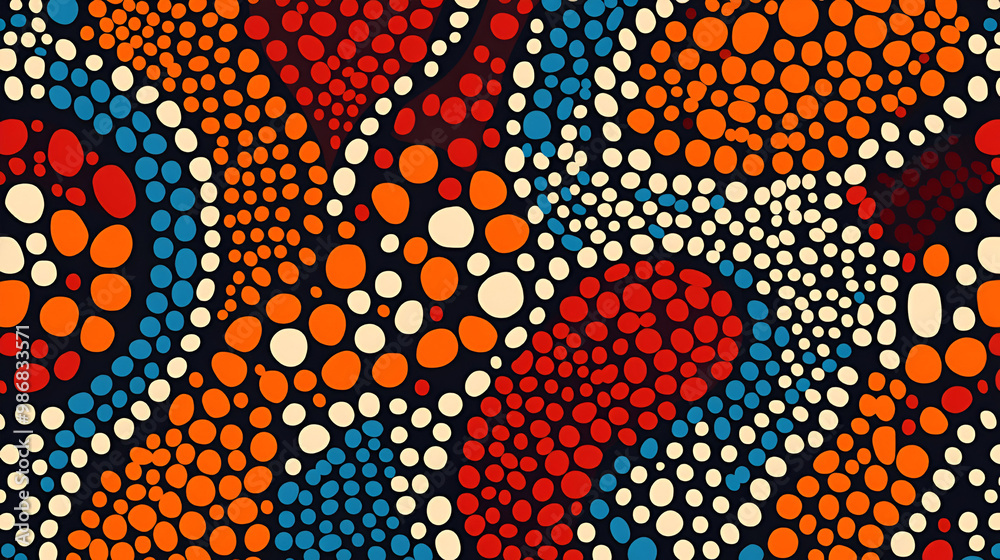Pattern reflecting Aboriginal art's connection to the land, with dot ...