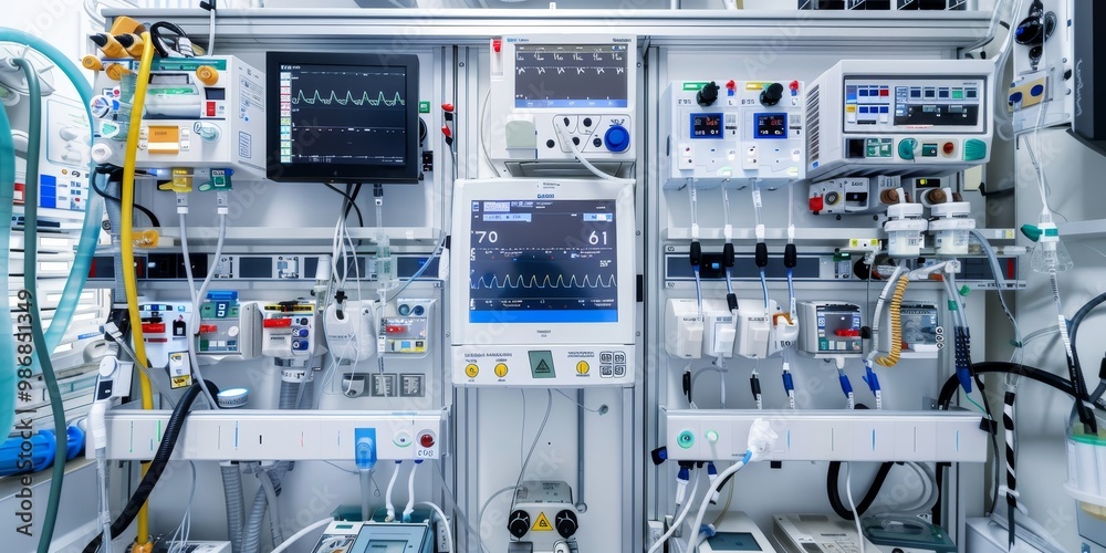 Ventilator and life support systems in a hospital's critical care unit ...