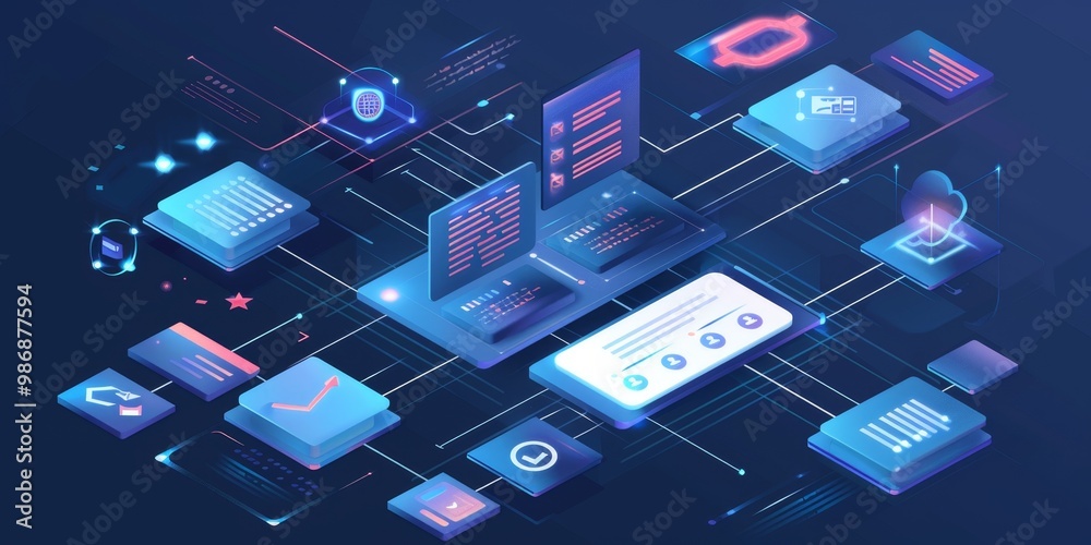 Modern illustration of compliance frameworks, featuring interconnected ...