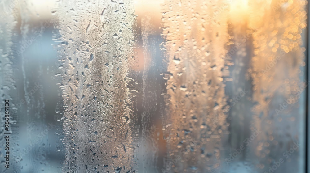 Frosted glass window with a focus on the texture and light diffusion ...