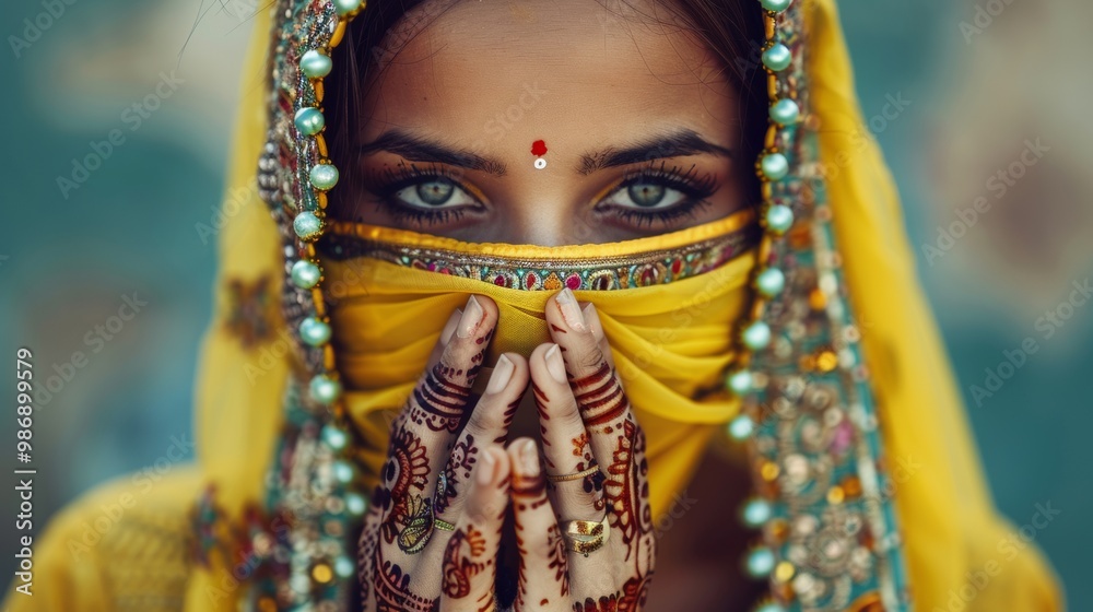 Beautiful indian girl . Young hindu woman model with tatoo mehndi and ...