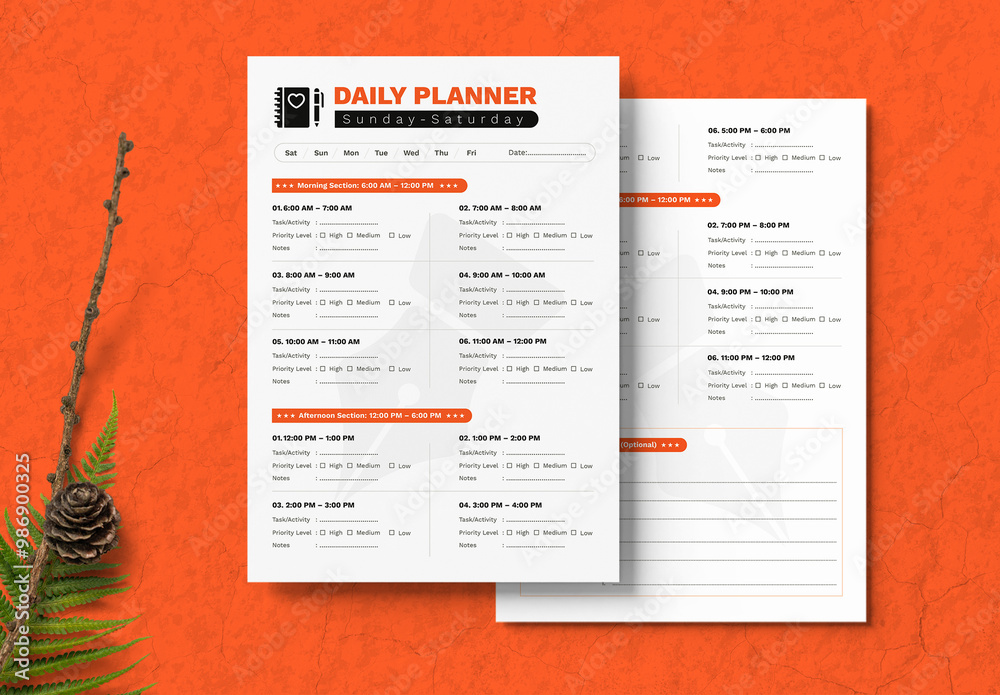Daily Planner Template Layout Stock Template | Adobe Stock
