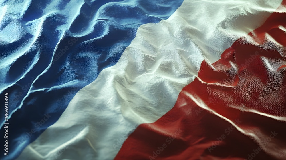 Flag of France blowing in the wind, featuring a full-page display of ...