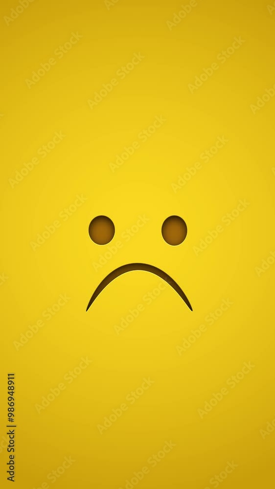 Animated colorful looping Frowning Face emoji background for apps or ad ...