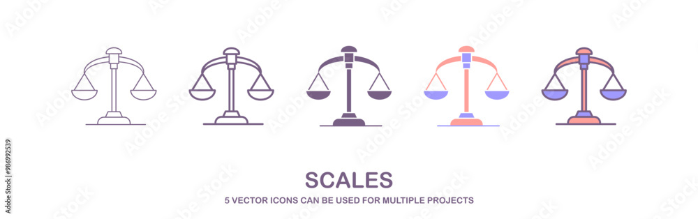 Scales icon set . Law scale icon. Justice sign, Weight measurement ...