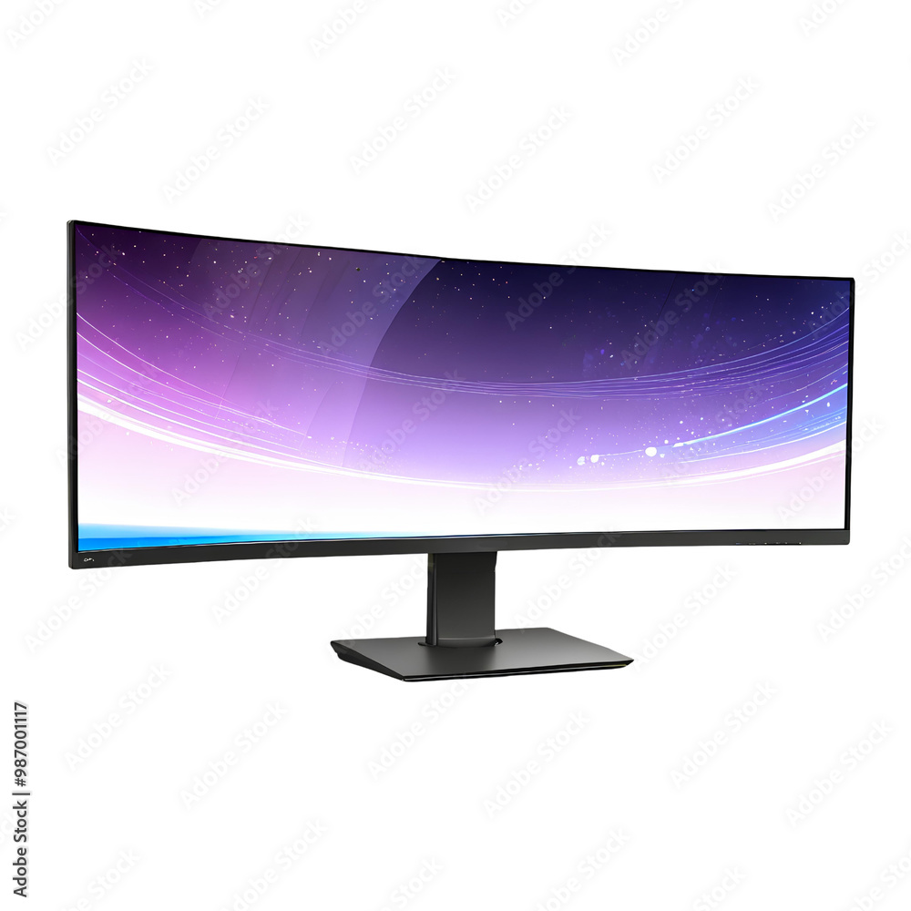 Ultra wide curve lcd monitor screen on transparent background Stock ...