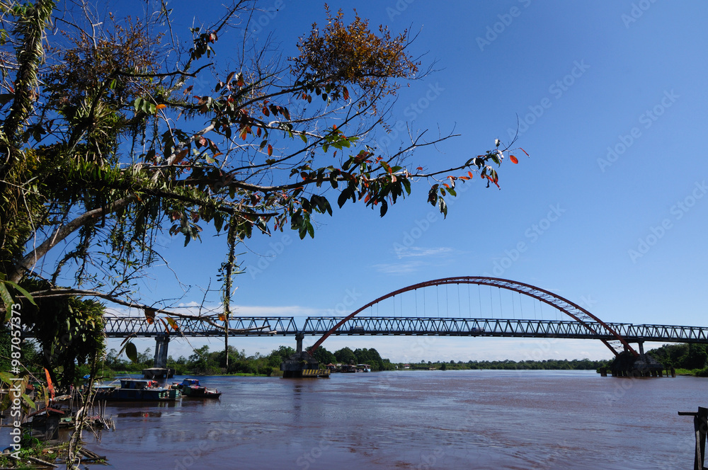 A view of Kahayan Bridge. It is 640 meters long and 9 meters wide ...