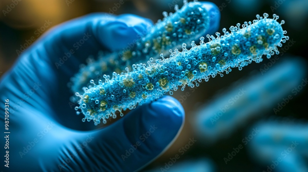 Doctor examining a Legionella bacteria sample in a test tube, wearing ...