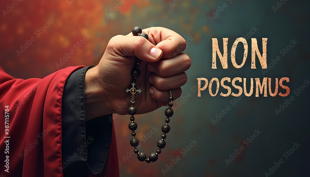 Billboard, NON POSSUMUS sign, Jesus Christ, rosary Stock Illustration ...