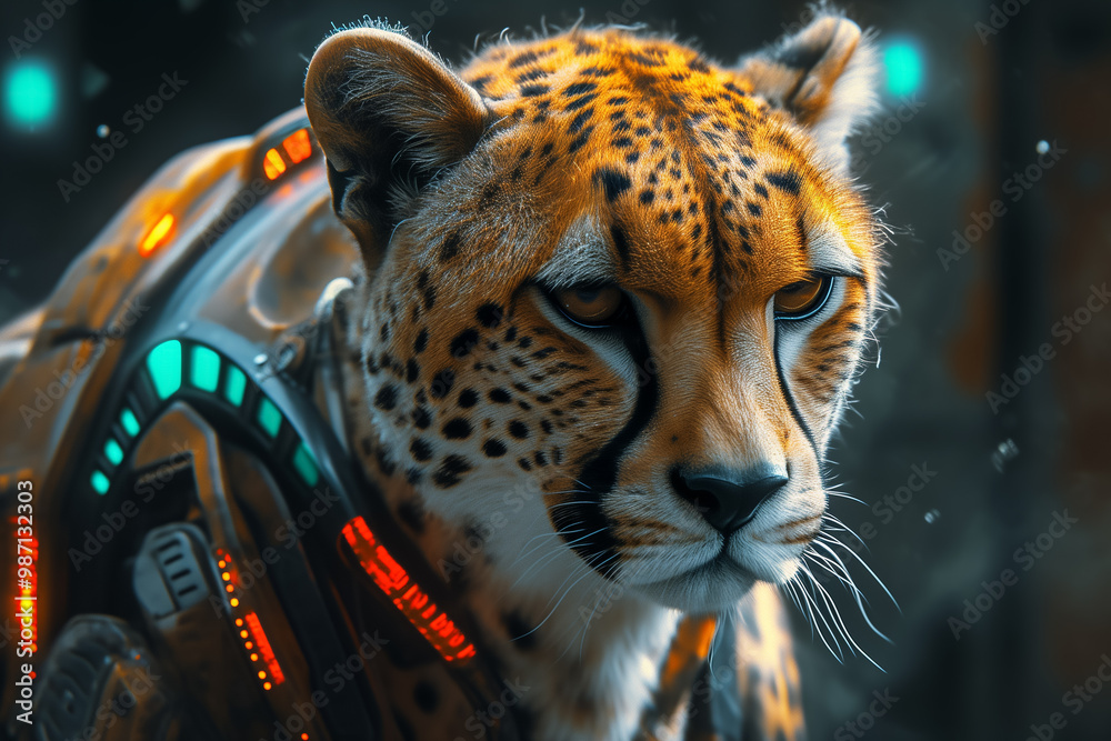 Digital illustration of Cheetah monster scene, A monster character ...