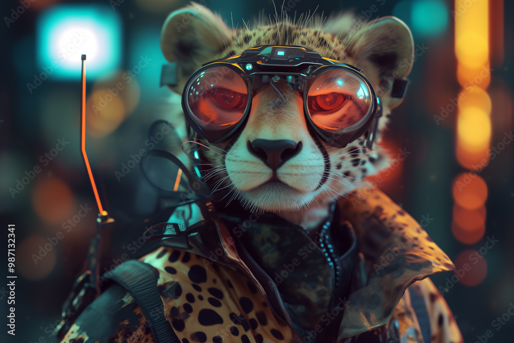 Digital illustration of Cheetah monster scene, A monster character ...