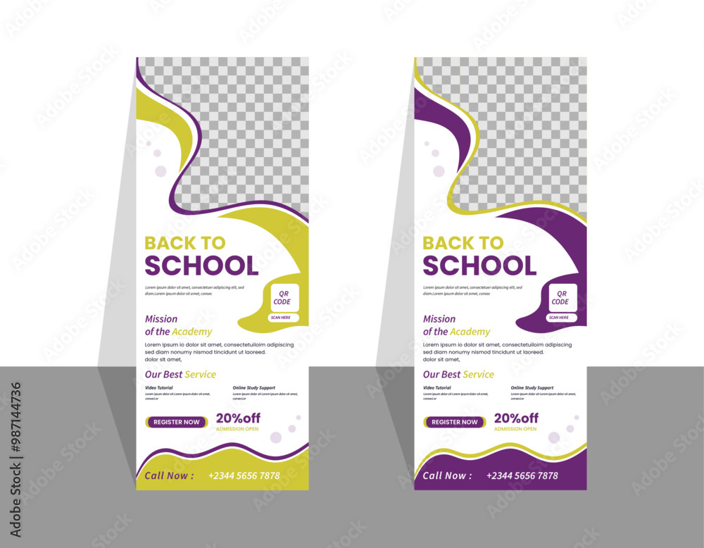 Modern educational roll up banner design for school study Stock Vector ...